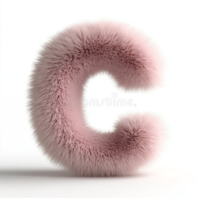 Fluffy Letter C in Light Pink Color on a Pure White Background Created ...