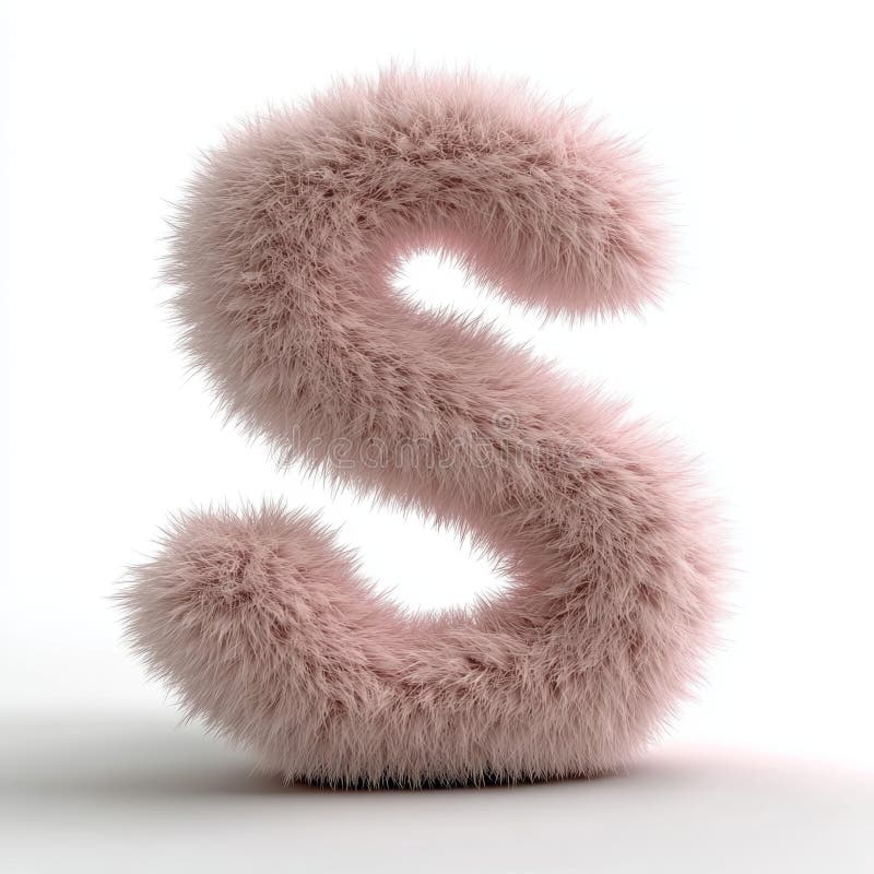Fluffy Letter S in Light Pink Color Against a Pure White Background ...