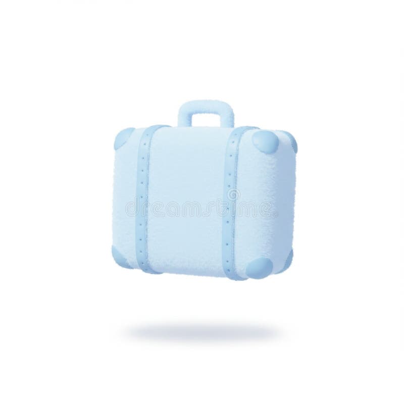 Fluffy Light Blue Suitcase 3D Render Stock Illustration - Illustration ...