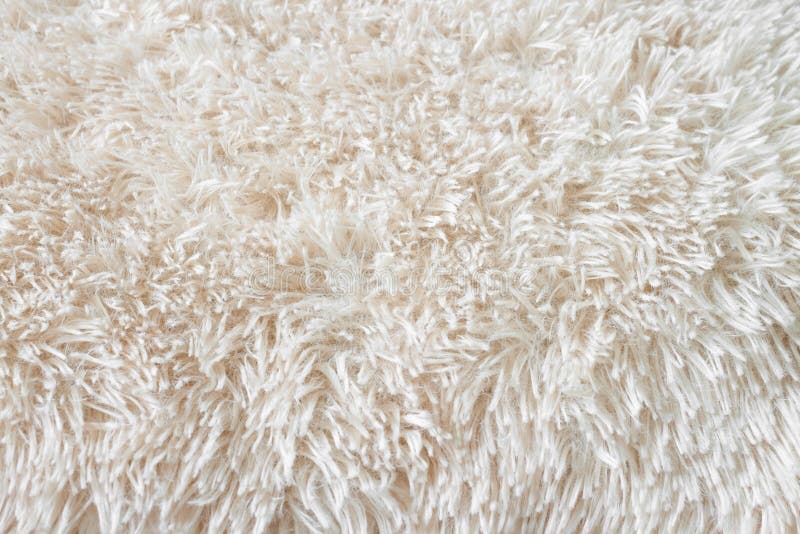 Fluffy Long Pile Soft Woolen Light Beige Carpet Above View Macro Stock ...