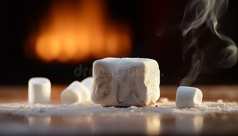 Fluffy Marshmallow on Fire, a Sweet Treat for Winter Generated by AI ...