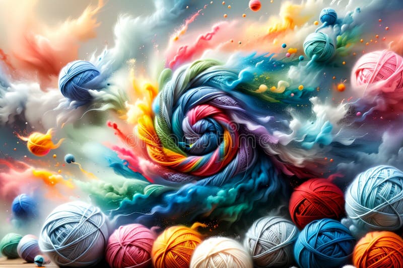 Fluffy Multi-colored Balls of Wool for Knitting Stock Photo - Image of ...