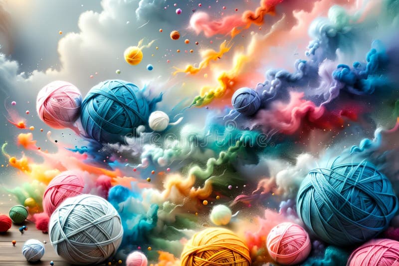 Fluffy Multi-colored Balls of Wool for Knitting Stock Photo - Image of ...