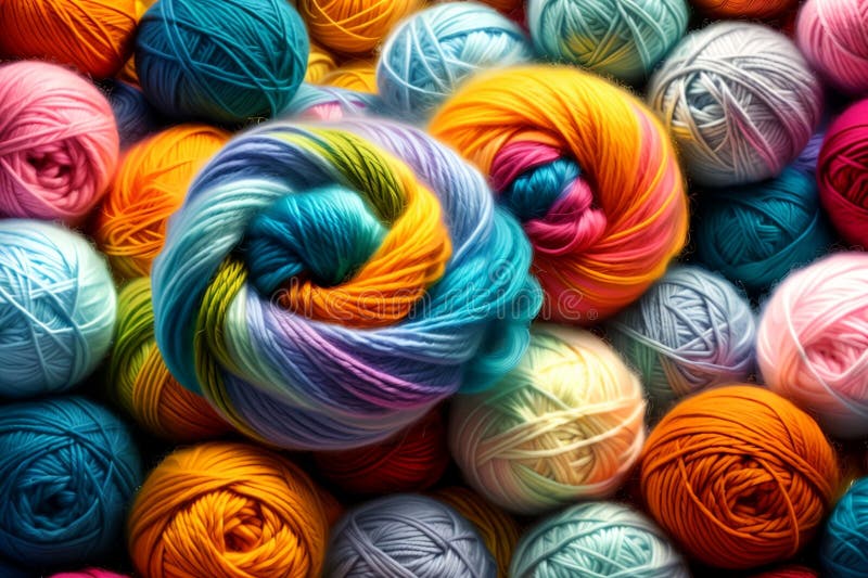Fluffy Multi-colored Balls of Wool for Knitting Stock Photo - Image of ...