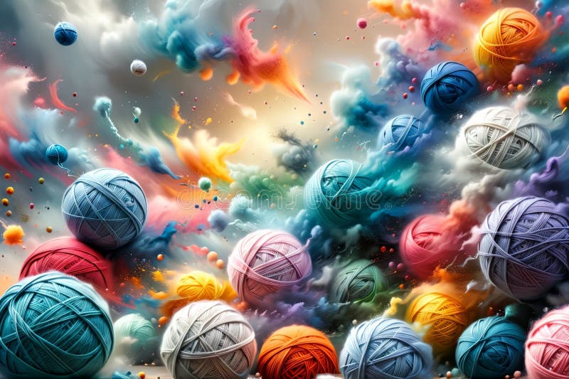 Fluffy Multi-colored Balls of Wool for Knitting Stock Photo - Image of ...