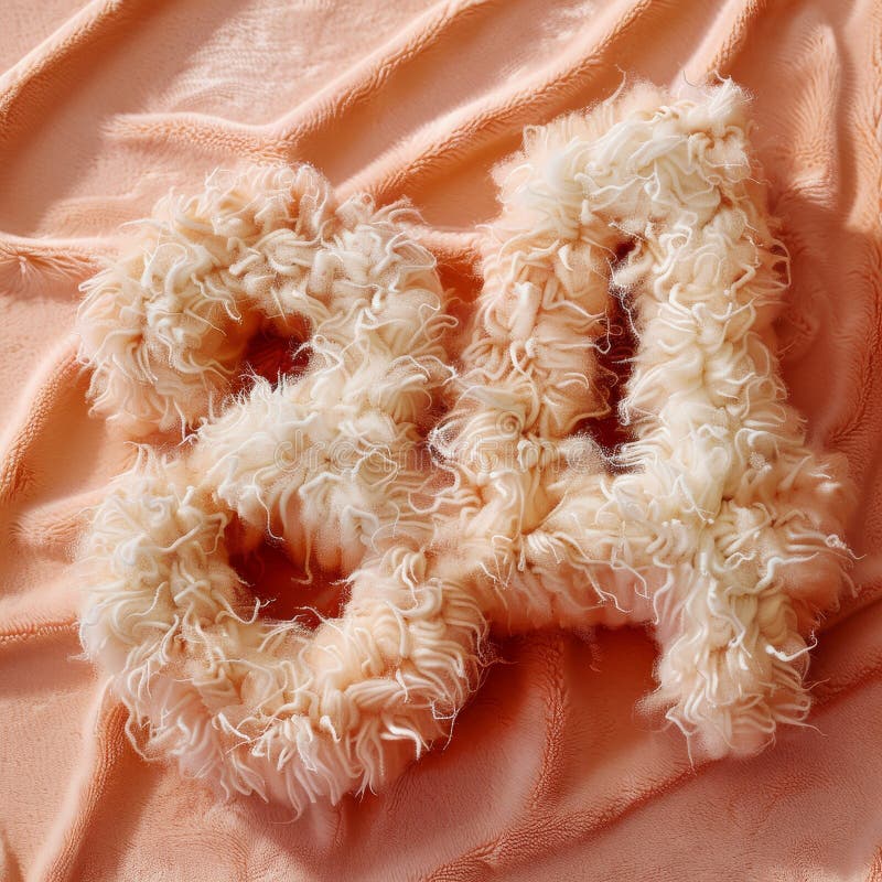 Fluffy Number Twenty Four on Peach Blanket Stock Illustration ...