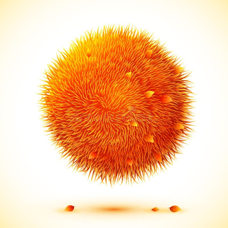 Fluffy Orange Ball with Autumn Leaves Stock Vector - Illustration of ...