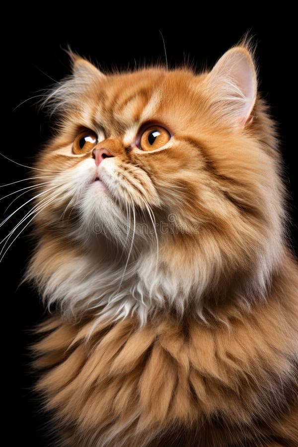 A Fluffy Orange Cat Looking Up at the Sky Stock Image - Image of ...