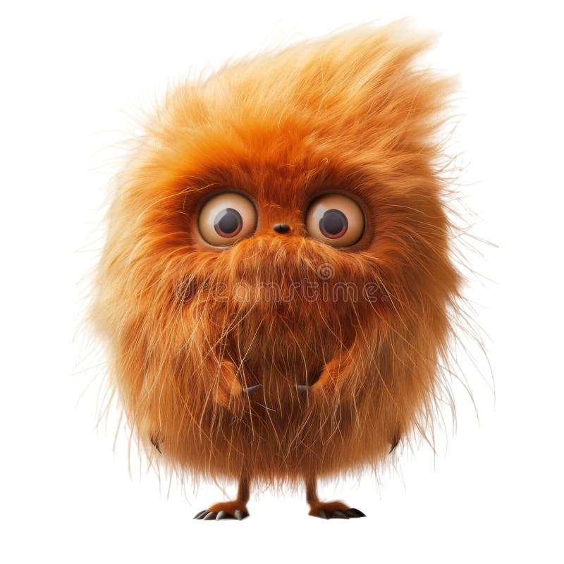A Fluffy Orange Creature with Large Eyes Stands Stock Image ...