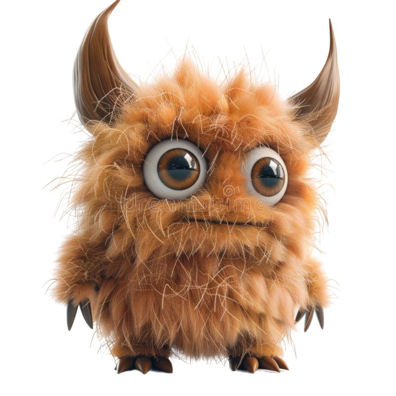 A Fluffy Orange Monster with Big Eyes and Sharp Claws Stock Photo ...