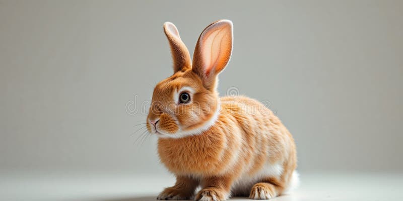 A Fluffy Orange Rabbit with Dark Eyes and Small Ears is Shown Stock ...