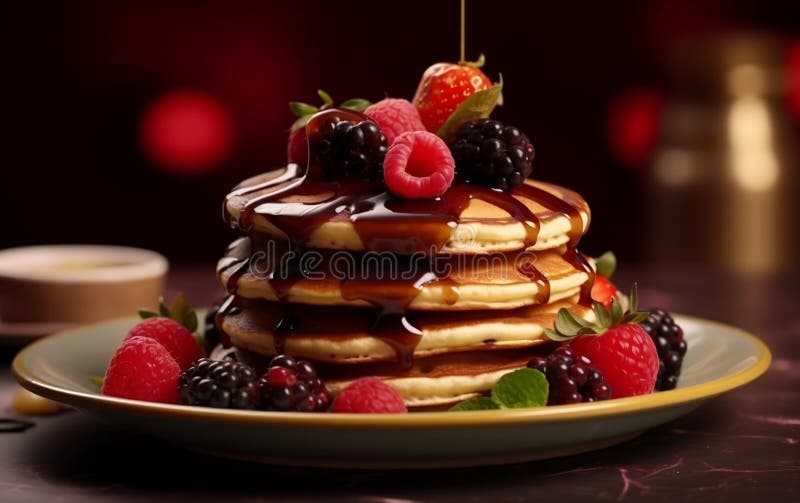 Fluffy Pancake Stack with Melting Goodness. Generative AI Stock ...