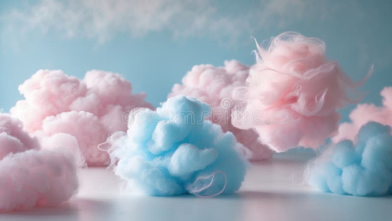Fluffy Pink and Blue Cotton Candy Clouds Stock Image - Image of praline ...