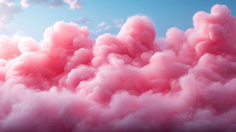 Fluffy Pink Clouds with Sparkles and Dreamy Background Stock Illustration - Illustration of ...
