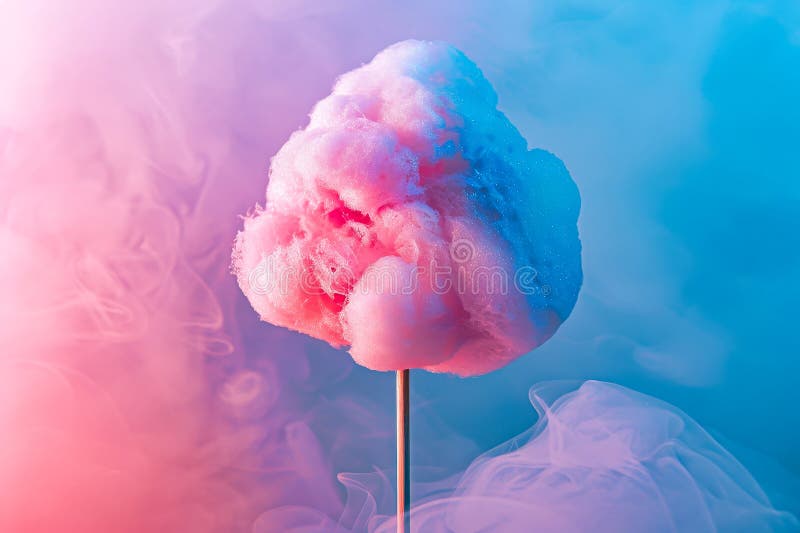 A Fluffy Pink Cotton Candy Cloud Against a Vibrant Blue Sky Stock Image ...