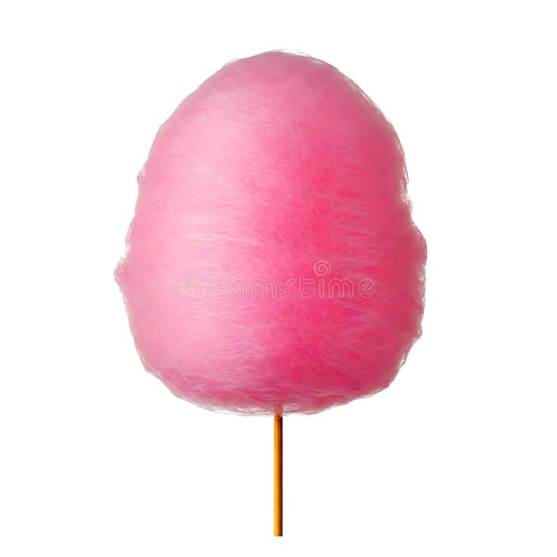 Fluffy Pink Cotton Candy on a Stick Against a White Background Stock ...
