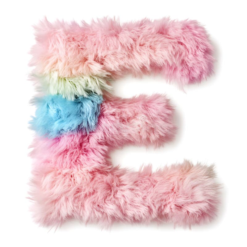 Fluffy Pink Letter E with Rainbow Fur Texture Stock Illustration ...