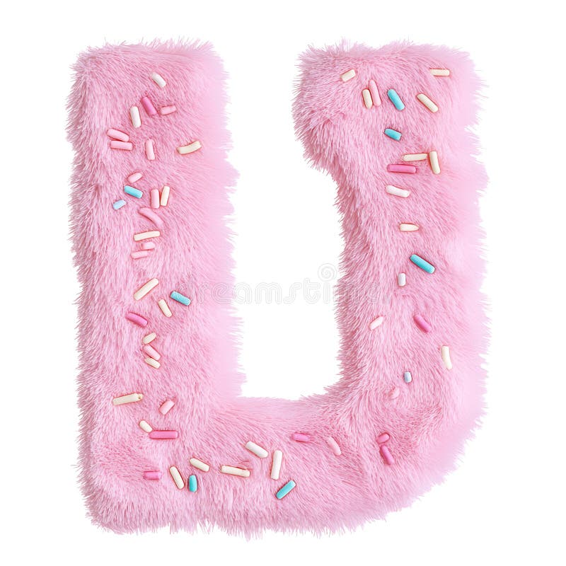 Fluffy Pink Letter U with Pastel Sprinkles Stock Illustration ...