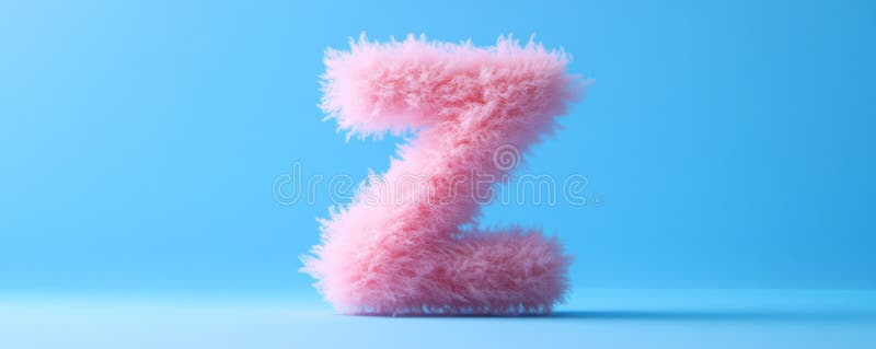 Fluffy Pink Letter Z on Blue Background Stock Photo - Image of soft ...