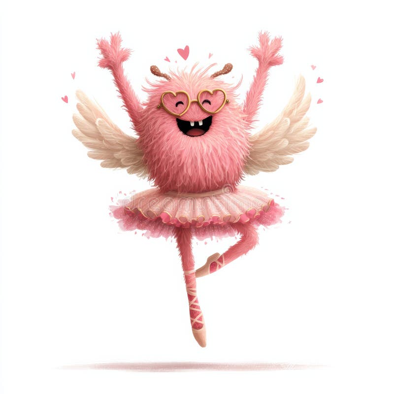 Fluffy Pink Monster Performs Ballet Leap in Pastel Tutu and Heart ...