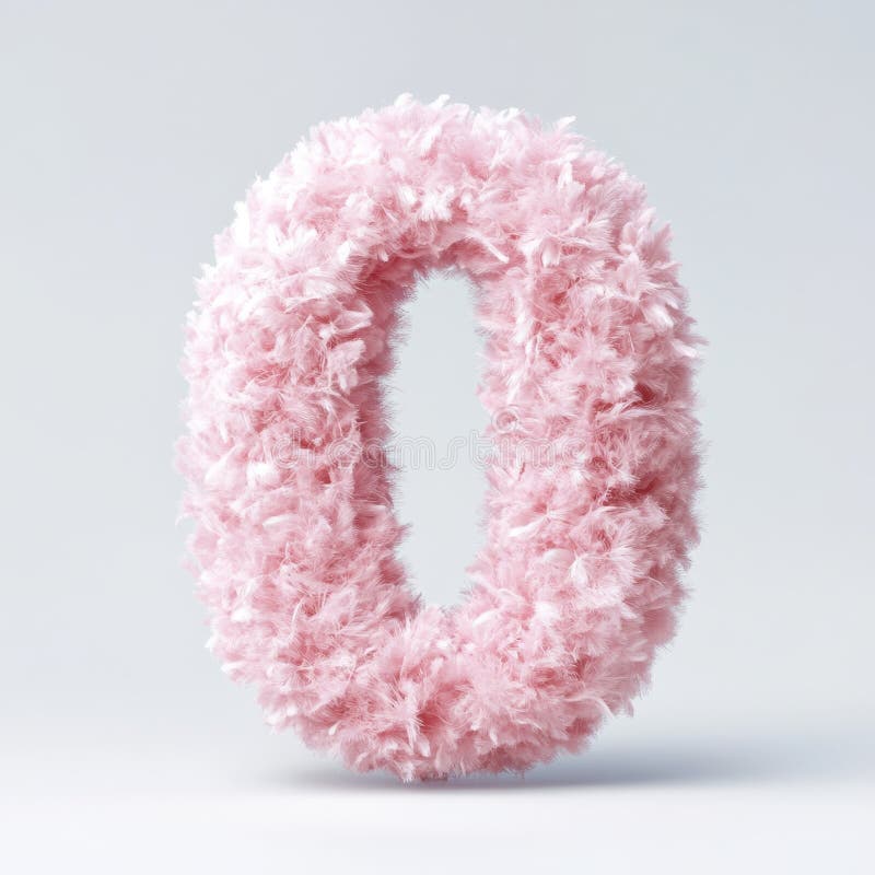 A Fluffy Pink Number Zero, Resembling a Decorative Piece or Numeral for ...
