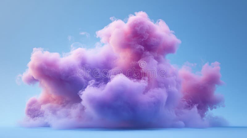 Fluffy Pink and Purple Cloud Against Blue Background Stock Illustration ...