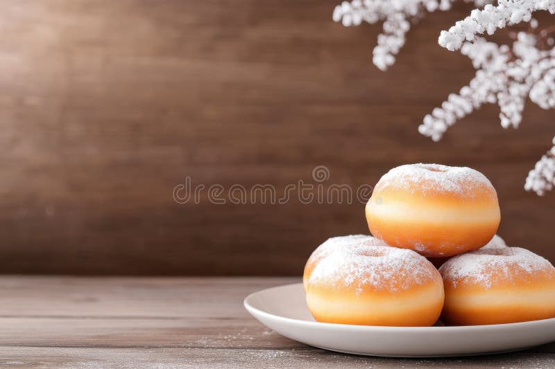 Fluffy Poff Poff Doughnuts Drizzled with Powdered Sugar on a Rustic ...
