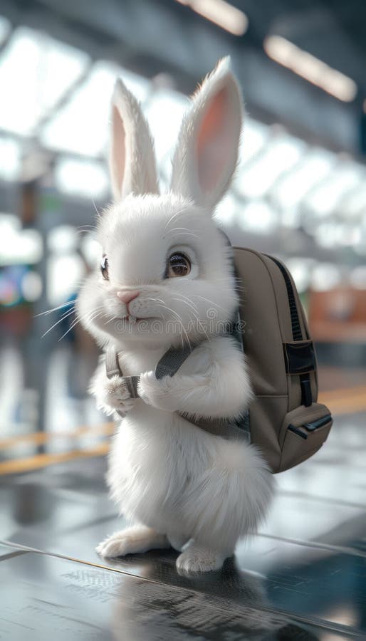 A Fluffy Rabbit Character Stands in an Urban Setting, Equipped with a ...
