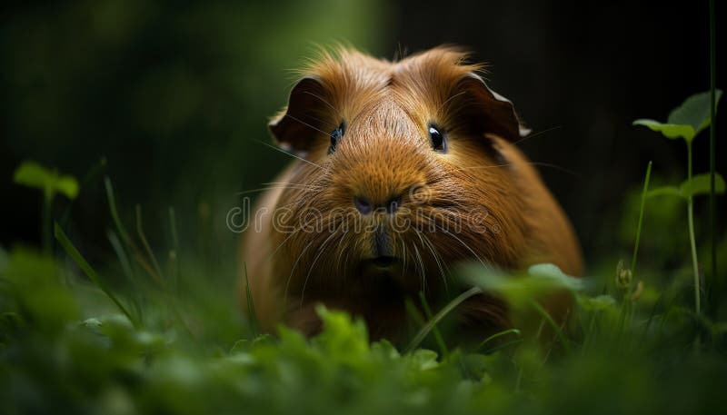 Fluffy Rabbit Eating Grass in Meadow Outdoors Generated by AI Stock ...