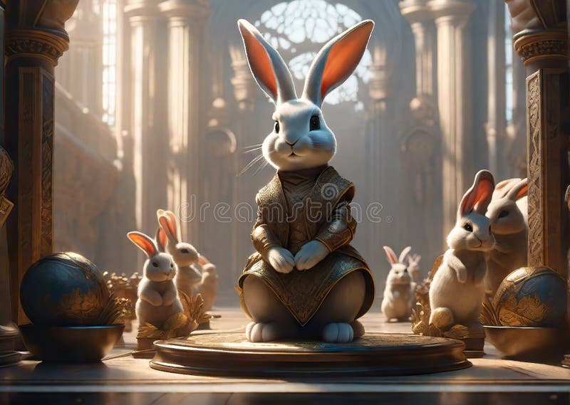 Fluffy Rabbit Looks at the Sign. Easter Bunny. Rabbit for Advertising ...