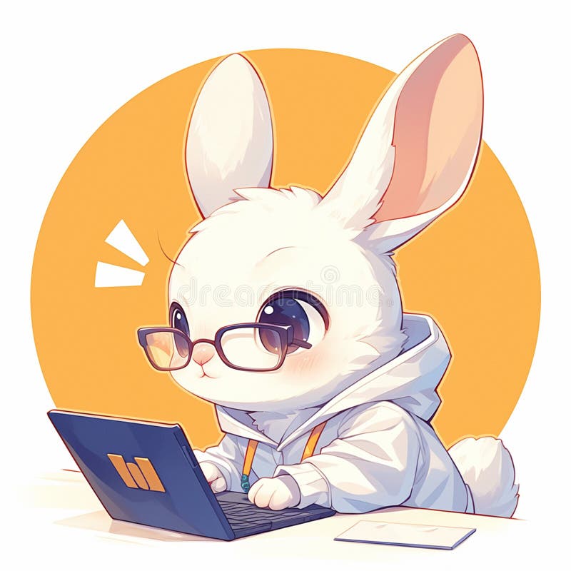 A Fluffy Rabbit Software Engineer Cartoon Style Stock Vector ...