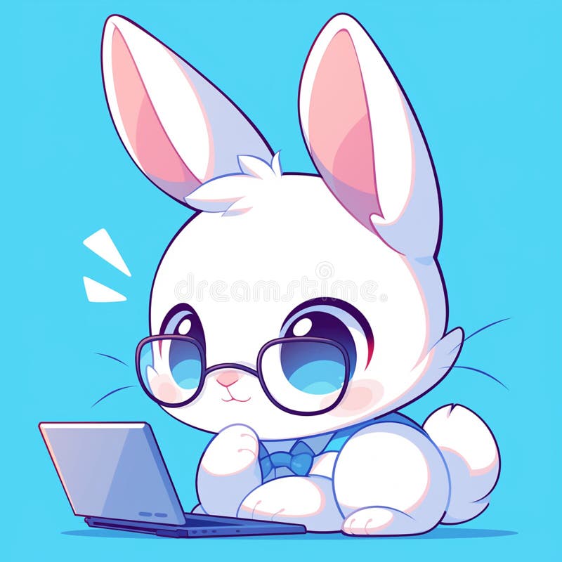 A Fluffy Rabbit Software Engineer Cartoon Style Stock Vector ...