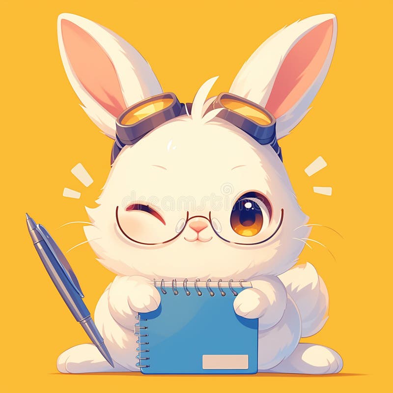 A Fluffy Rabbit Software Engineer Cartoon Style Stock Vector ...