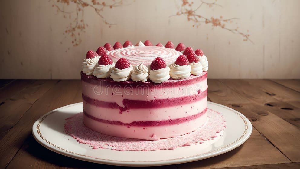 Fluffy Raspberry Cake for National Raspberry Cake Day.AI Generated ...