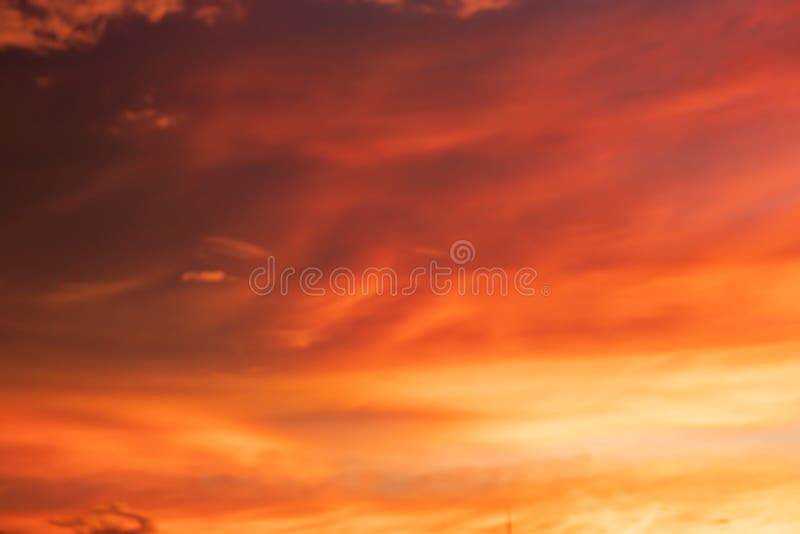 Fluffy Red Clouds in the Gentle Sky at Sunset Stock Image - Image of ...
