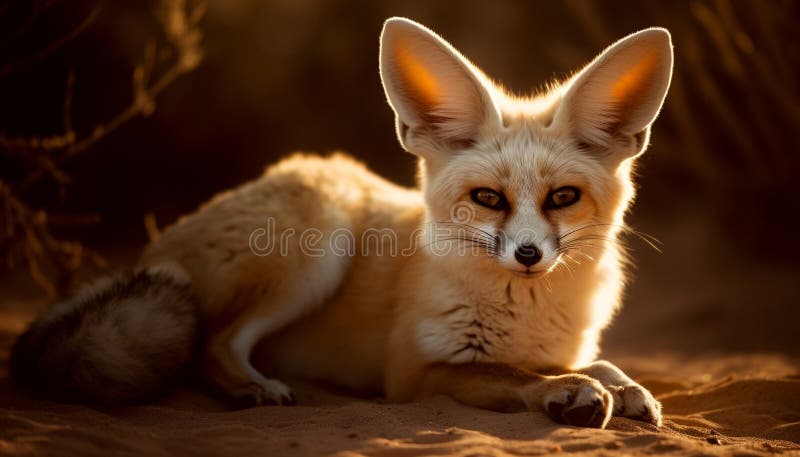 Fluffy Red Fox Kitten Sitting in Grass, Looking at Camera Generated by ...