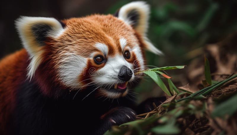 Fluffy Red Panda Looking at Camera Outdoors Generated by AI Stock ...