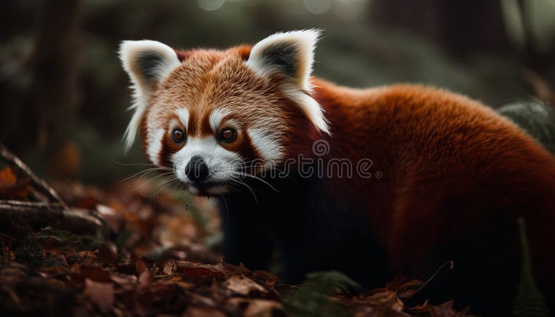 Fluffy Red Panda Sitting in Yellow Grass Generated by AI Stock ...