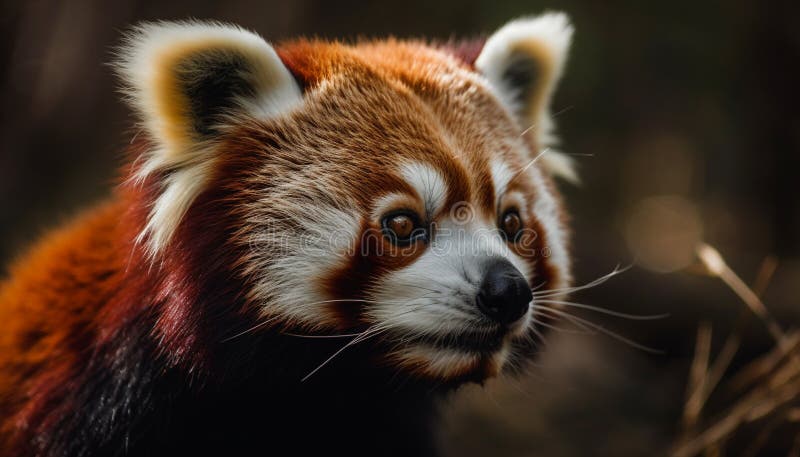 Fluffy Red Panda Staring at Camera Outdoors Generated by AI Stock Photo ...