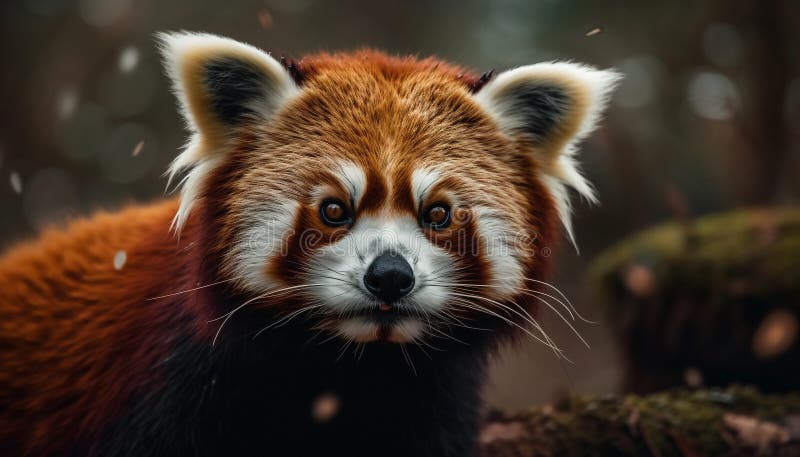 Fluffy Red Panda Staring at Grass Generated by AI Stock Illustration ...