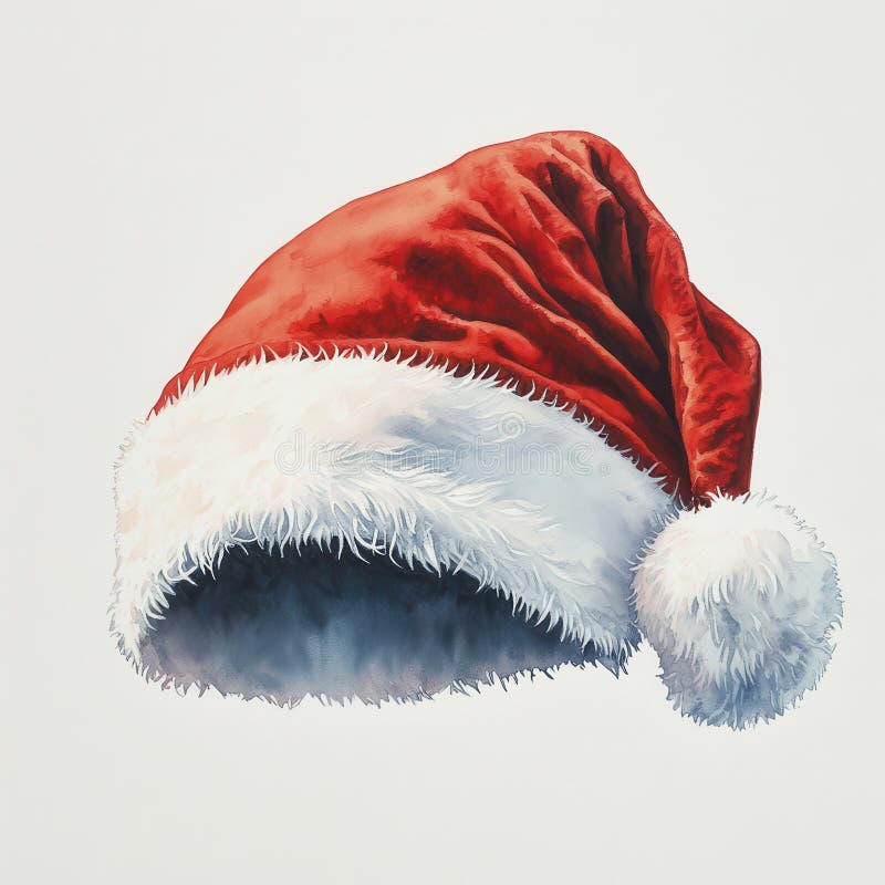 A Fluffy Red Santa Hat with a White Pompom Stock Image - Image of warm ...