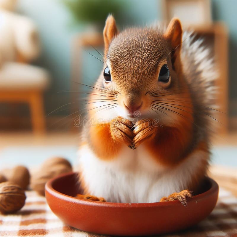 Cute Squirrels Focus in Macro. Generative AI Stock Illustration ...