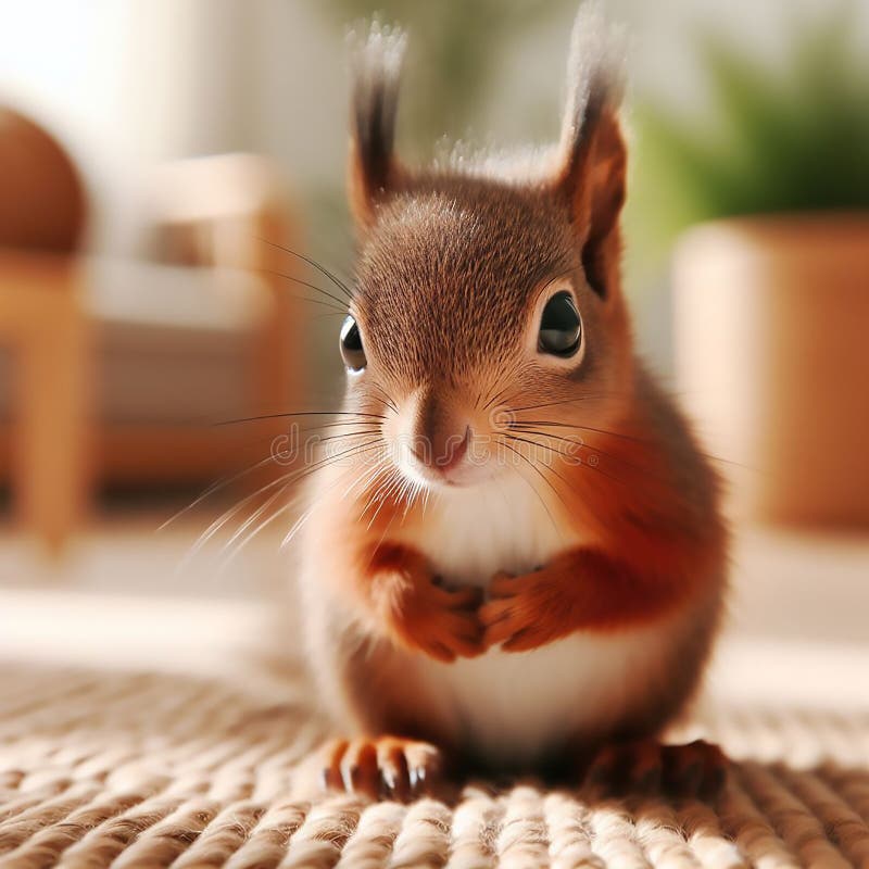 Fluffy Rodents. Cute Squirrels Close Up. Generative AI Stock ...