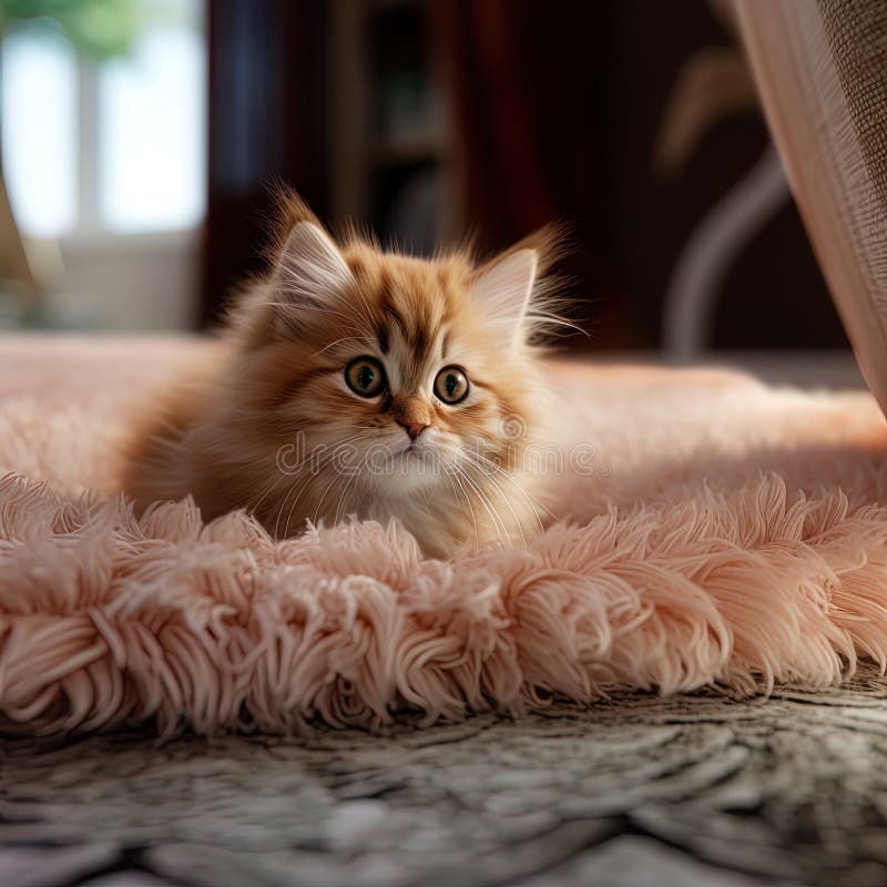 A Fluffy Rug in the Shape of a Sitting Kitten, Invites Guests To Soft ...