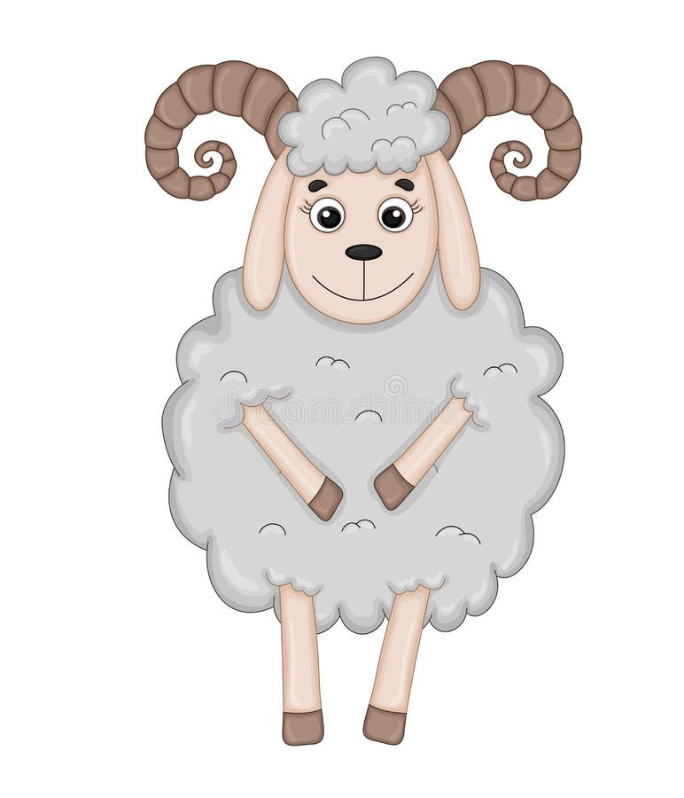 Fluffy Sheep of Gray Color . Cartoon Animals Stock Vector ...