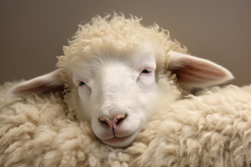 Fluffy Sheep Sleep Cloud White. Generate Ai Stock Illustration ...