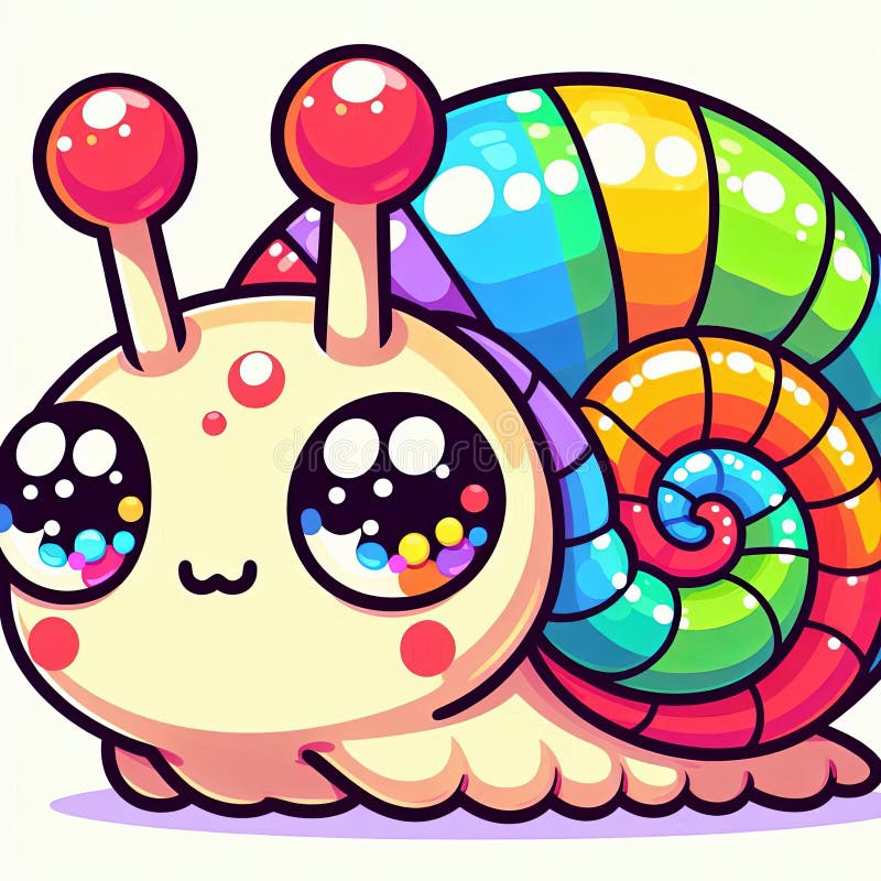 Fluffy Snail with Bright Shell Stock Illustration - Illustration of ...