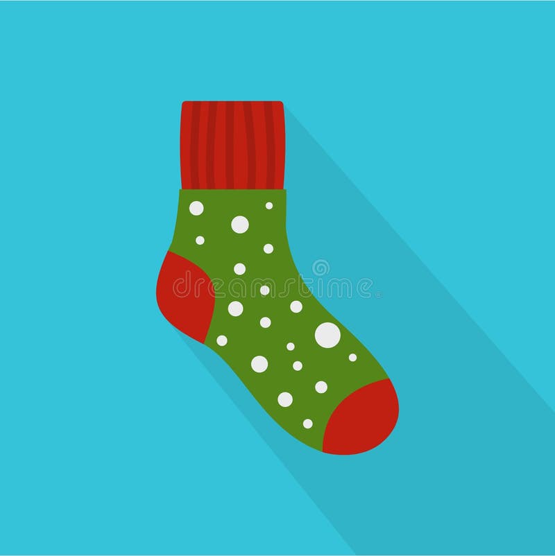 Fluffy Sock Icon, Flat Style Stock Vector - Illustration of cute, soft ...