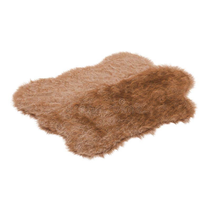 Fluffy Soft Skin of Wool Brown Color on a White Background 3d Stock ...