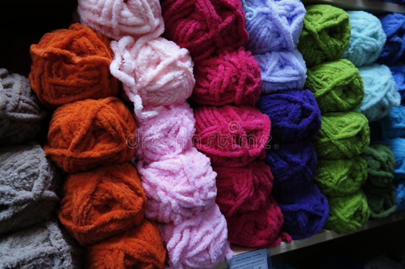 Fluffy Soft Yarn Balls in the Shop Window Stock Photo - Image of ...
